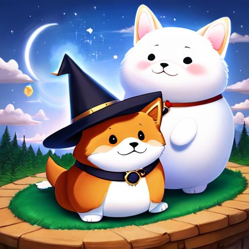 (((fat round corgi))) wearing (((wizard hat))), (((f... | OpenArt
