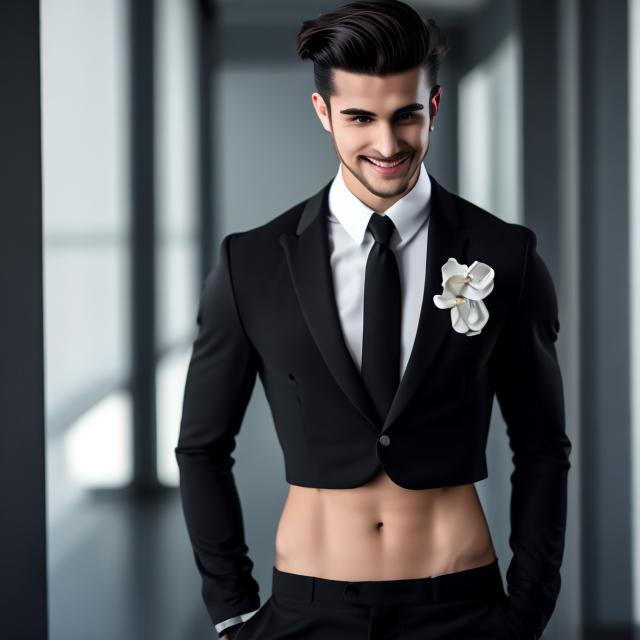 crop top black long sleeve business suit with a blac... | OpenArt