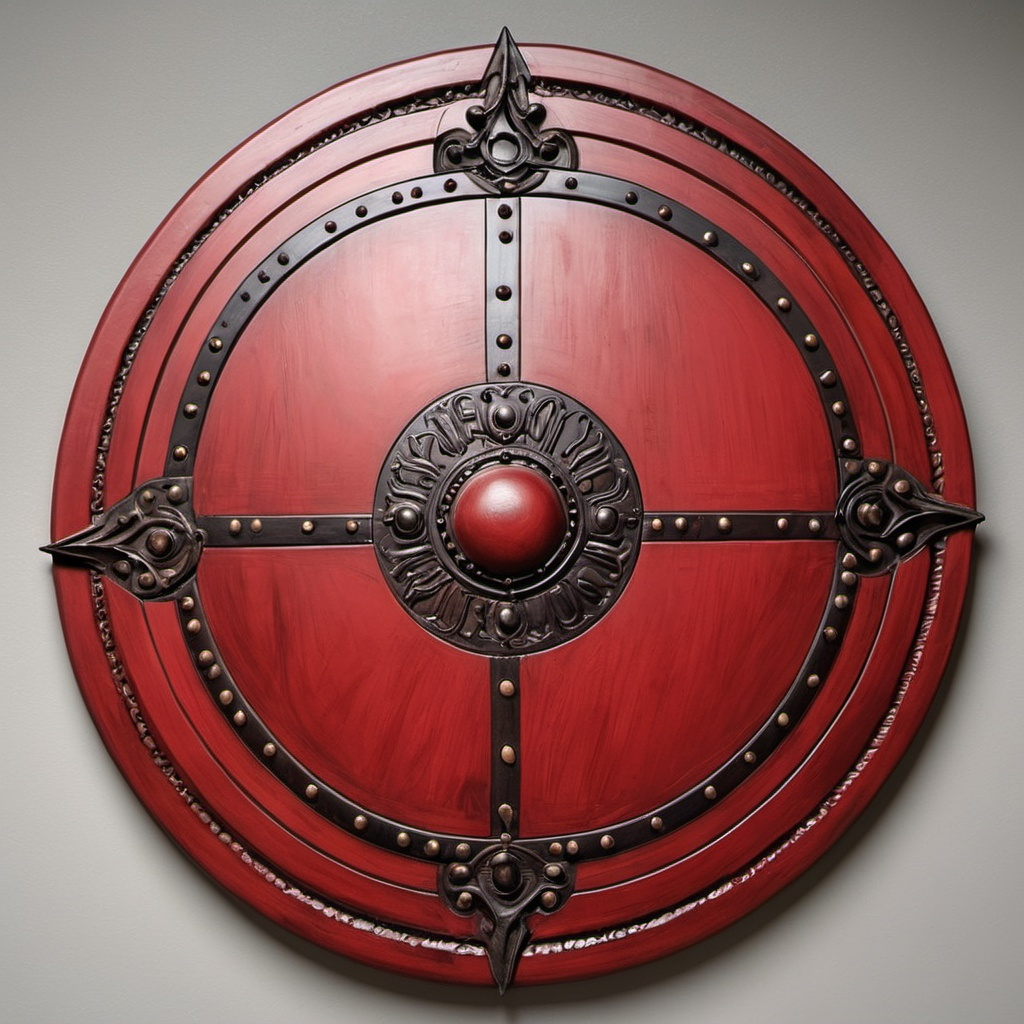 Wooden Round Shield in red