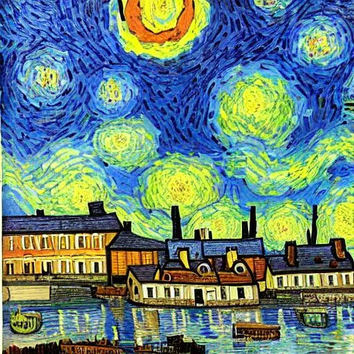 buildings with van gogh theme