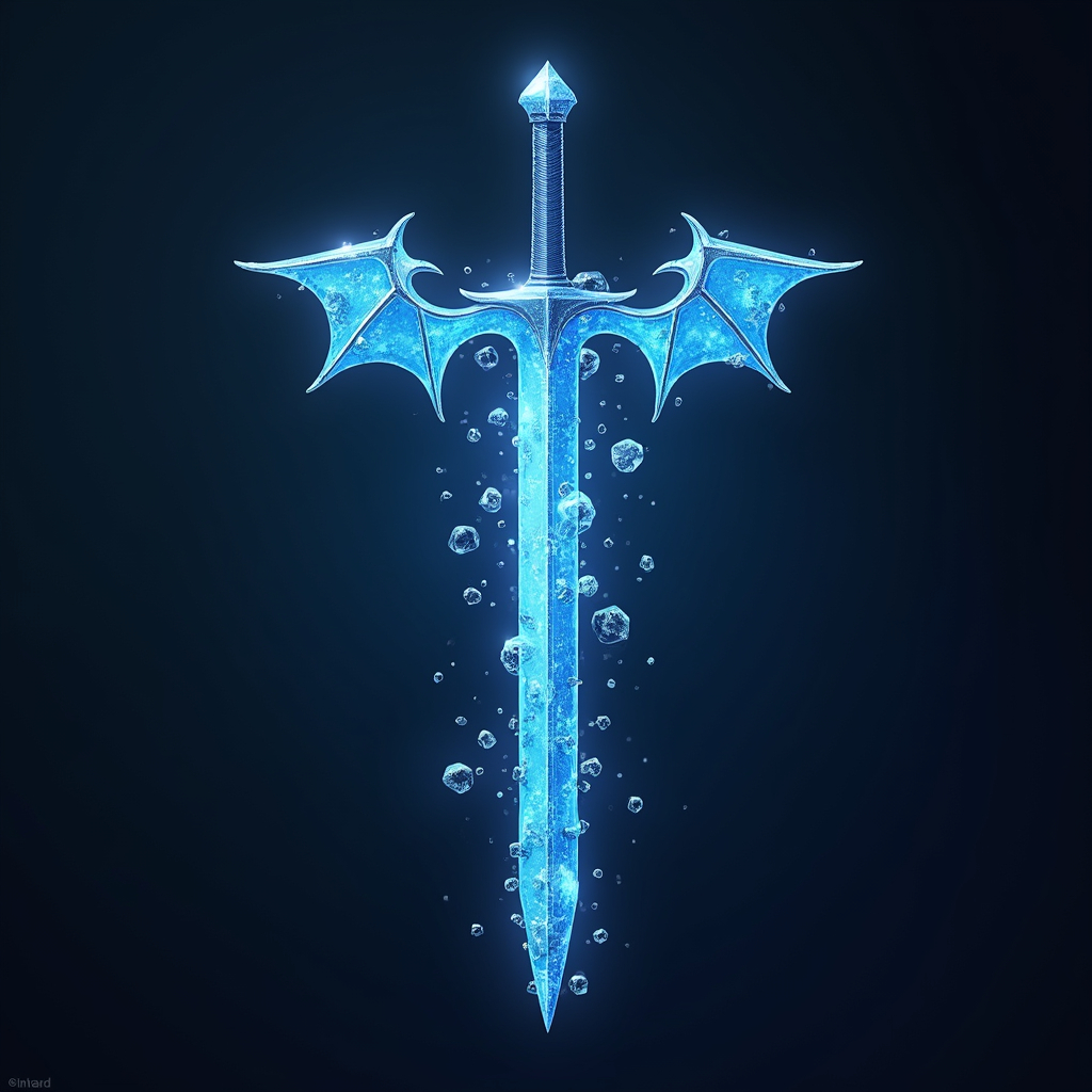 ice dragon sword logo design