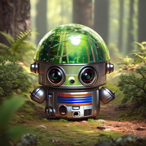 a tiny cute and adorable baby droid in a forest, 3d... | OpenArt