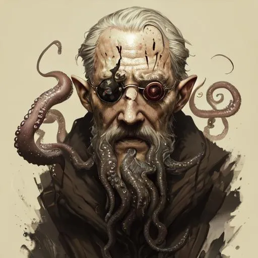 Old man, eyepatch, eldritch being, tentacles, lovecr... | OpenArt