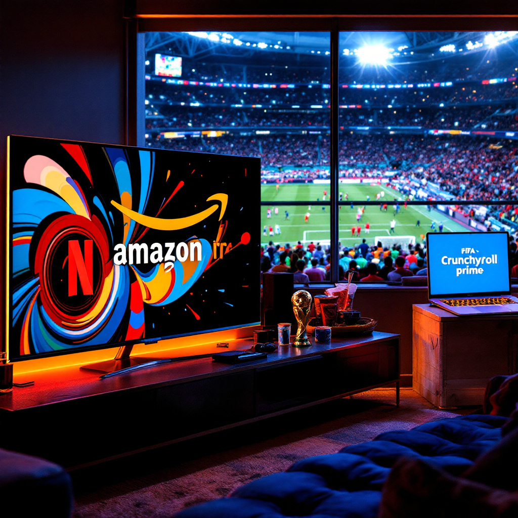 Netflix, Amazon prime, football, crunchyroll and fifa