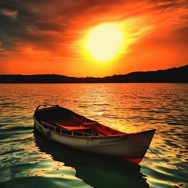 Beautifully sunset and a boat