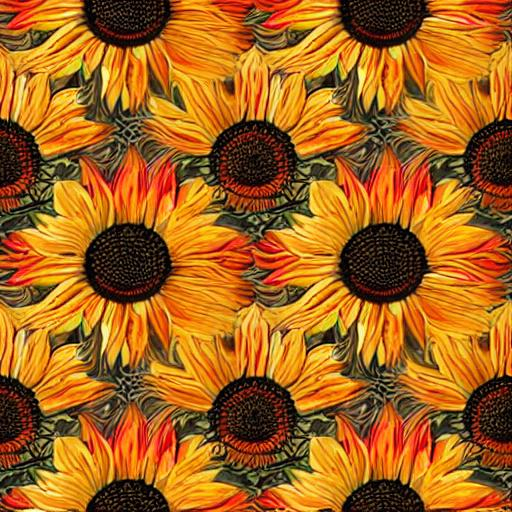 A sunflower pattern with visually striking colors re... | OpenArt