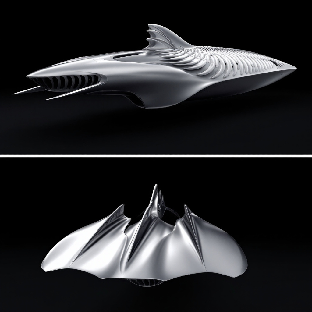 A boat with hydrofoil at bottom and top with spoiler...