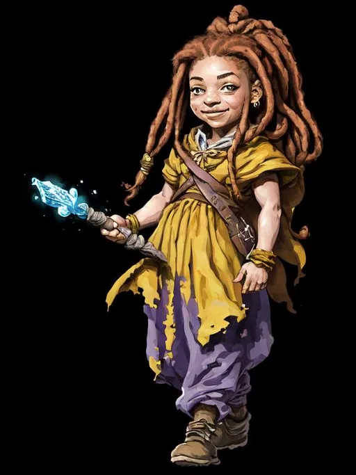 halfling warlock with dreadlocks and magic stone, sm...