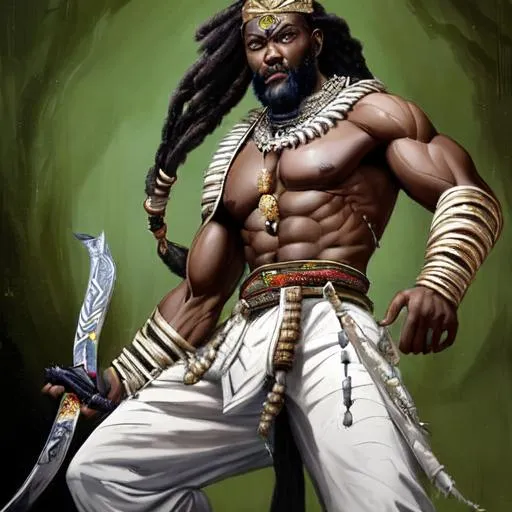 a African tribal lightning god, body art, armor, co... | OpenArt