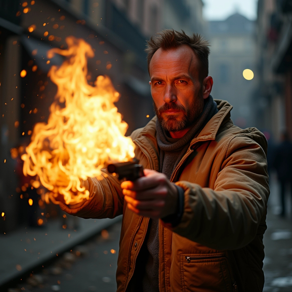 a man fireing others