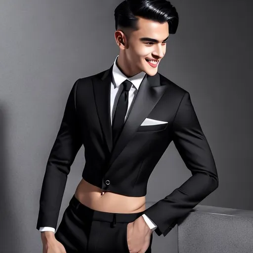 crop top black long sleeve business suit with a blac... | OpenArt