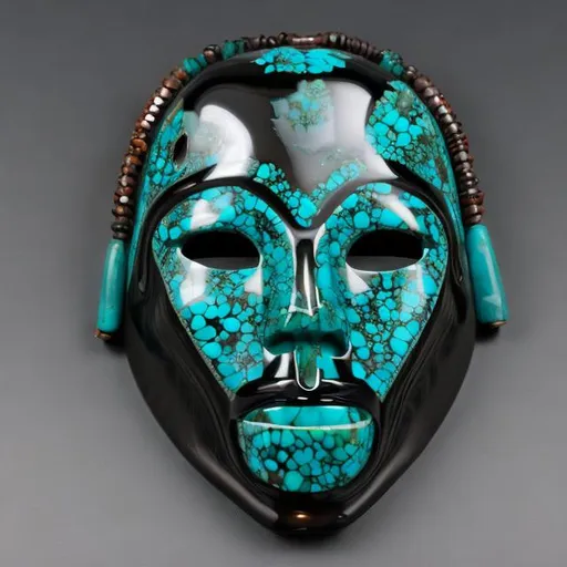 Mortuary Mask obsidian turquoise jade jaspe