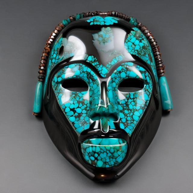 Mortuary Mask obsidian turquoise jade jaspe