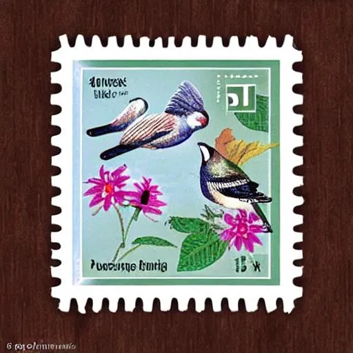 Postage stamp with birds