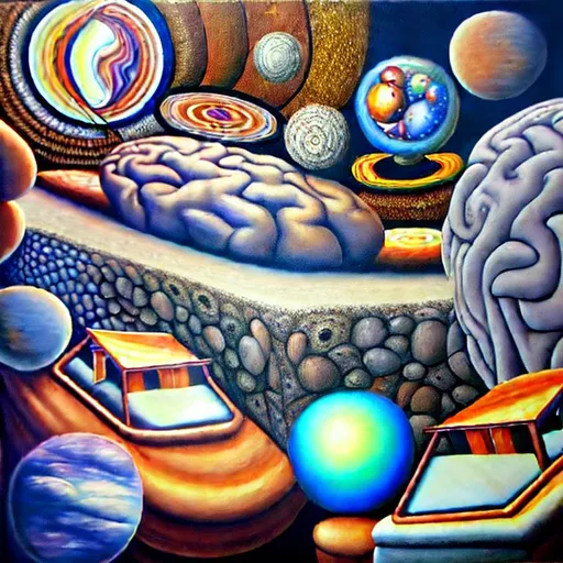 An abstract cubism realistic painting of extraterres... | OpenArt
