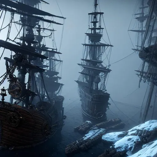 steampunk ship frostpunk 8k HDDR | OpenArt