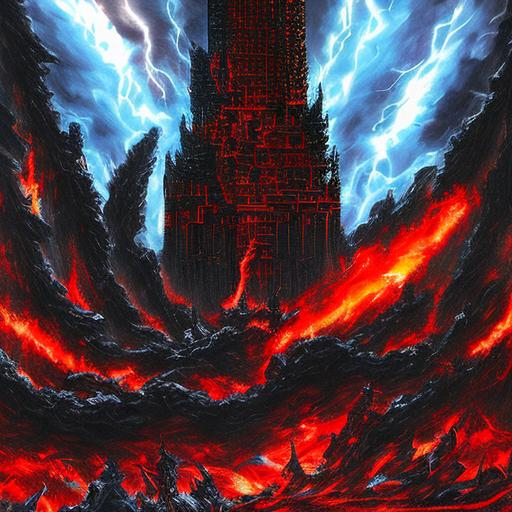 (mega detailed) (4x+anime) Dark demon god standing,... | OpenArt