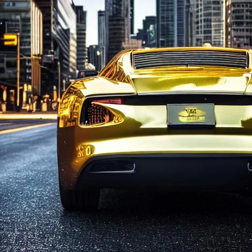 An car made of gold metal, textures, sharp focus, sh... | OpenArt