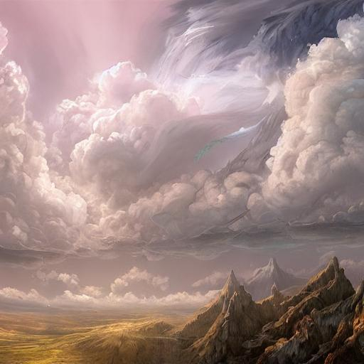 a painting of clouds, a detailed matte painting, fan... | OpenArt