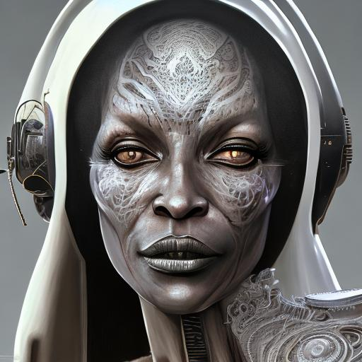portrait painting of a grey female alien that looks... | OpenArt