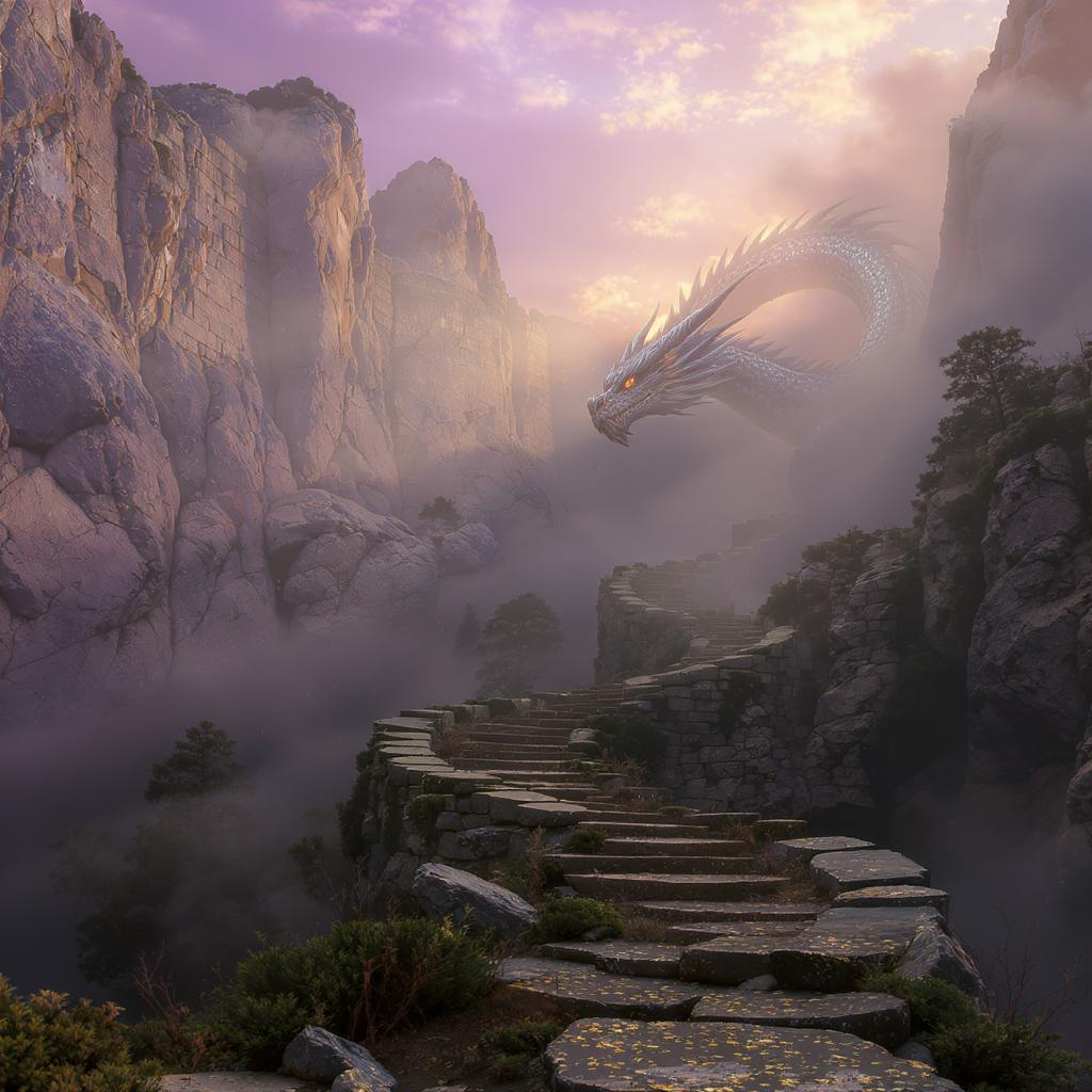 Create a digital art scene of an ancient stone wall...