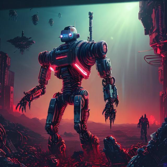 robot, 8K quality, blood, gore, cyber punk, retro-wa... | OpenArt