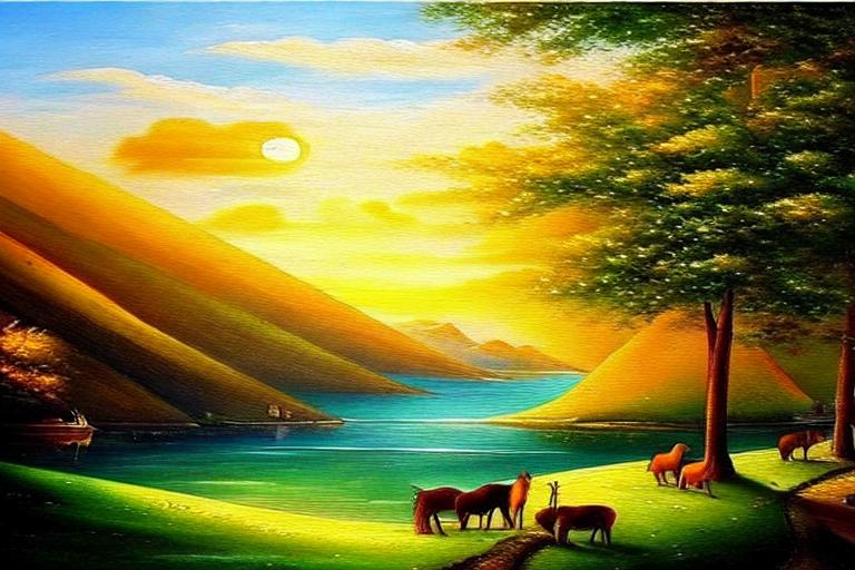 realistic medieval oil painting of beautiful scenery | OpenArt