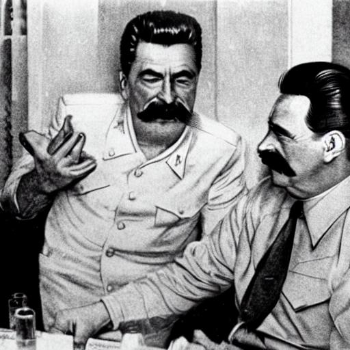 Stalin and Putin drinking blood | OpenArt