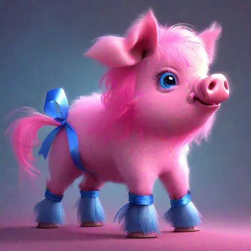 Bipedal creature resembling a pony, pink fluff, dark...