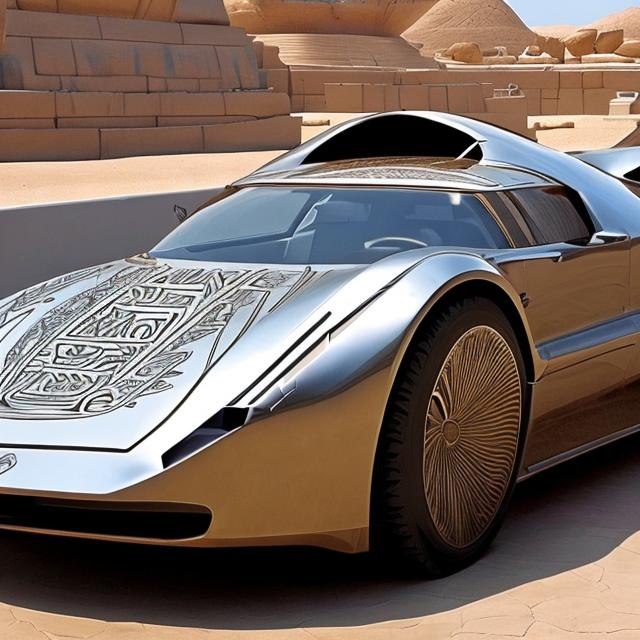 A modern car with a Pharaonic design with Pharaonic...