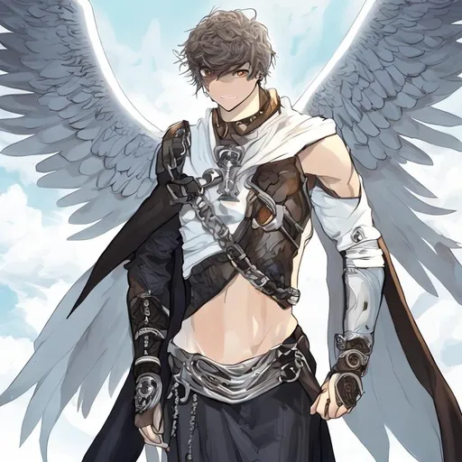 16-year-old anime boy with a black dragon and a dark...