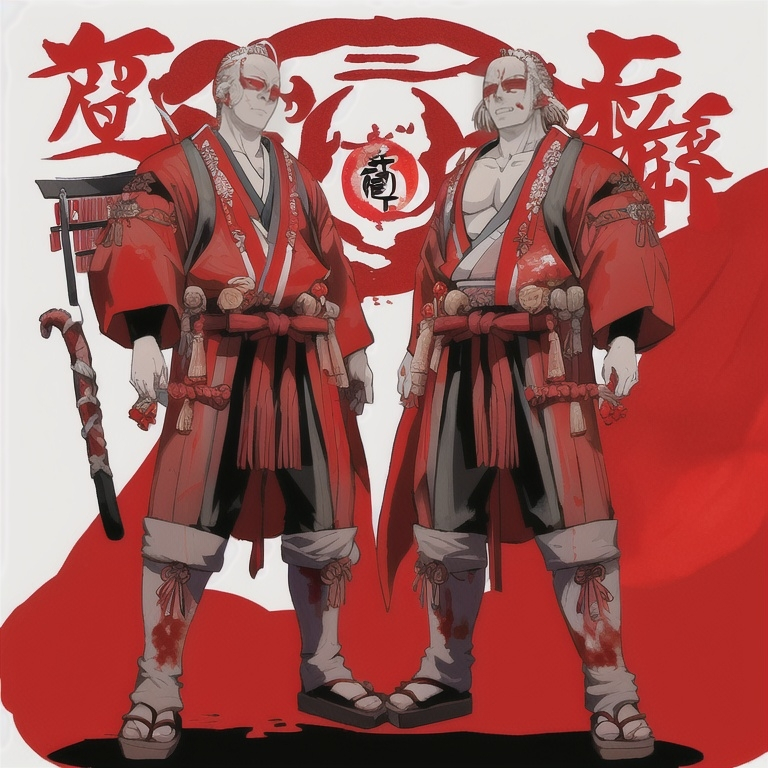 "Blood for the Blood Gods" text in Japanese font, bo...