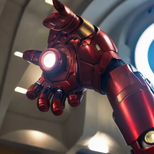 Iron man hand with arc reactor 7k, vivid, ultra real... | OpenArt