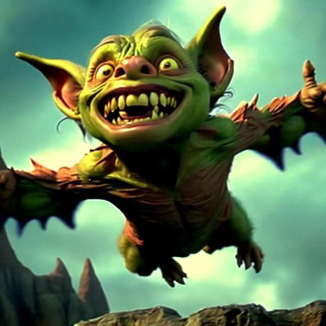 i want a picture of a flying goblin, looking happy t... | OpenArt