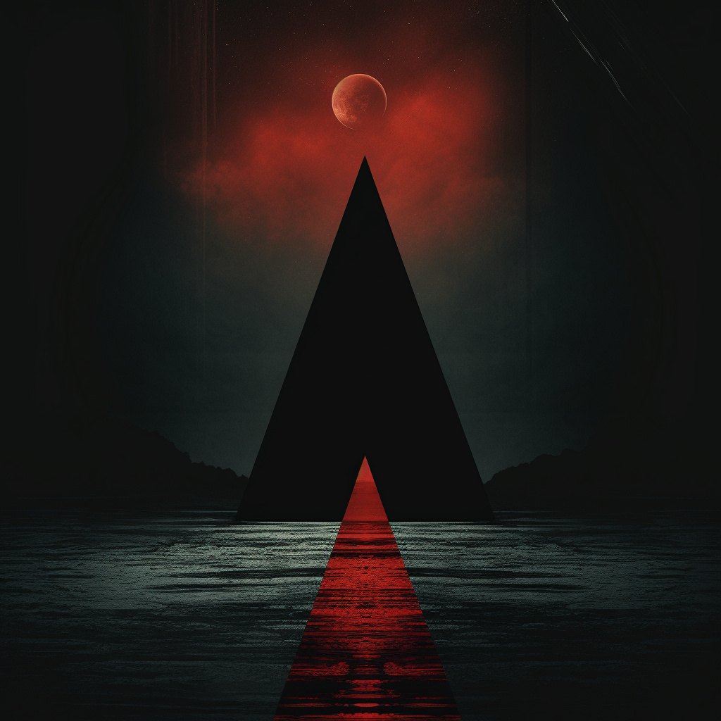 triangles shifting, moon rising, clouds moving