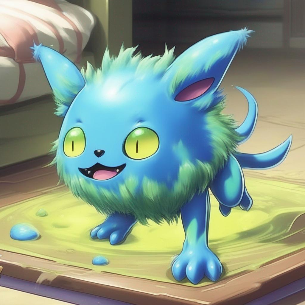 Slime Digimon whose whole body is covered in soft fu...