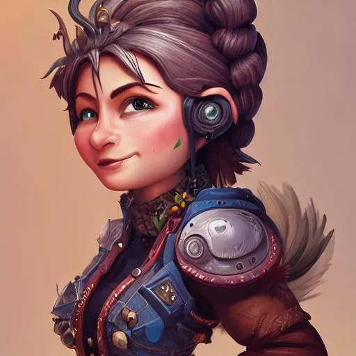muscular female gnome engineer artificer, spiky hai... | OpenArt