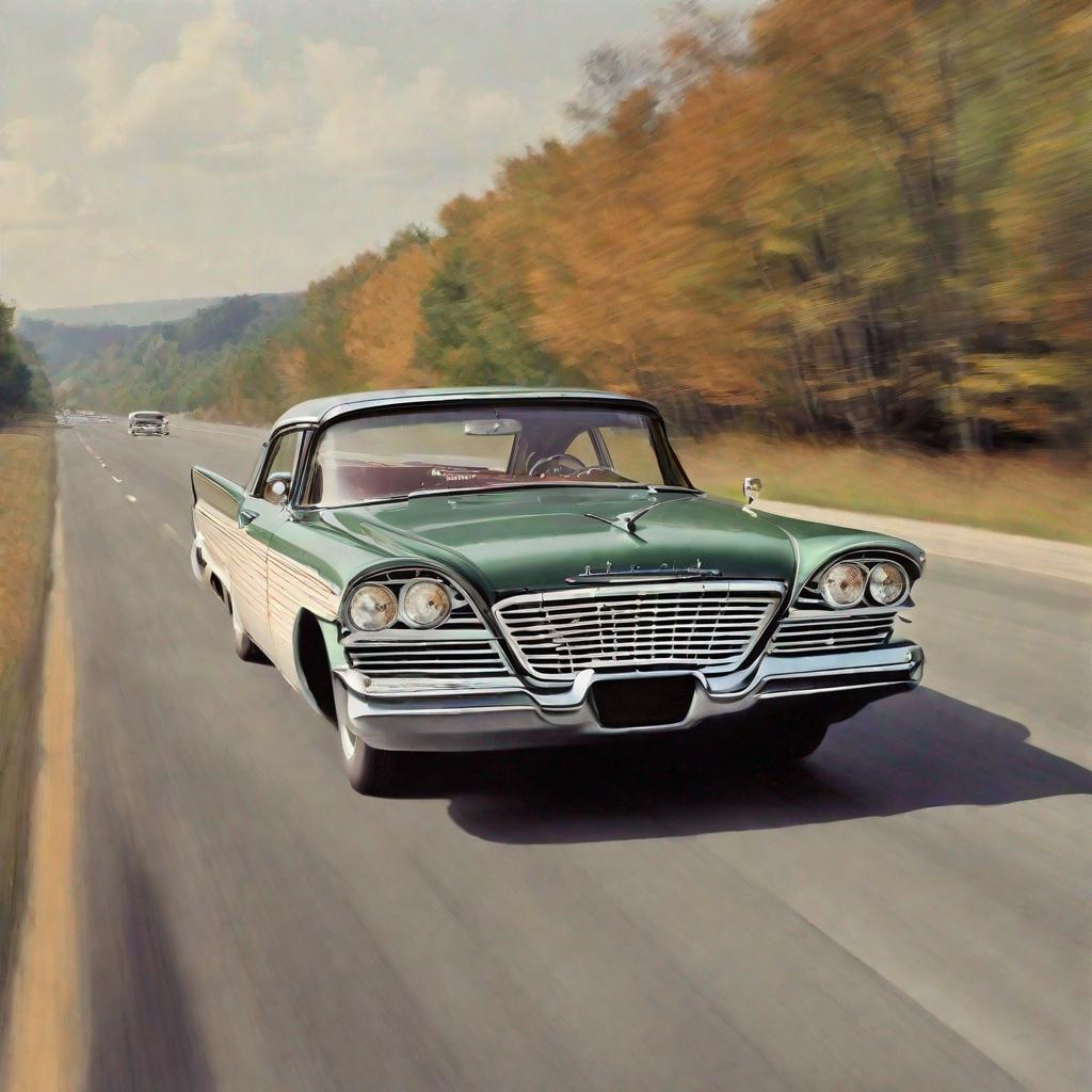 1958 Plymouth Fury Driving down highway