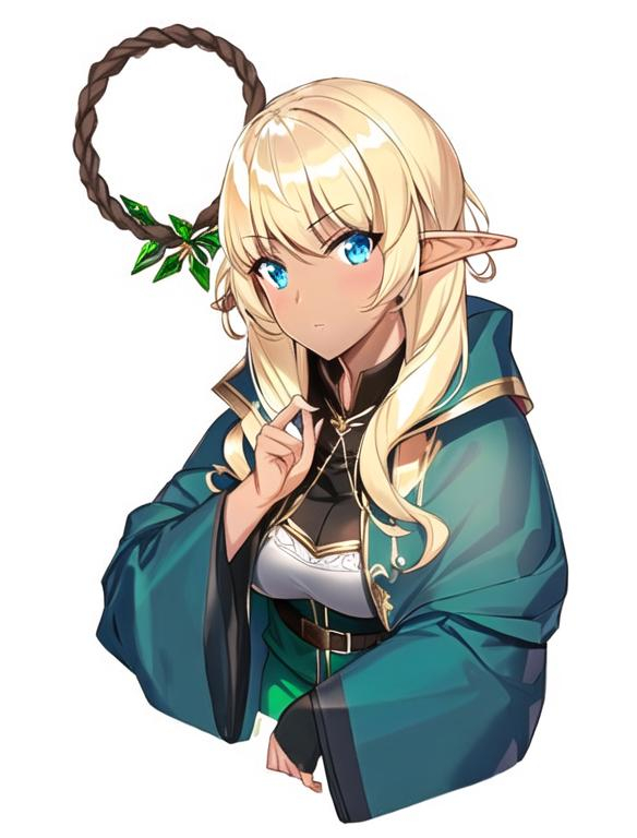 Dark Skin Elf Girl Hunter Adult Tall Half Body