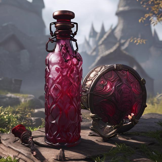 single realistic red health potion for a fantasy gam...