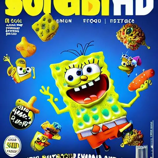 spongebob on the cover of a food magazine 8 k hdr de...