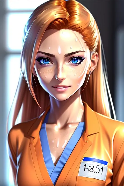 semi-realistic anime girl, skin highlights, hair hig...
