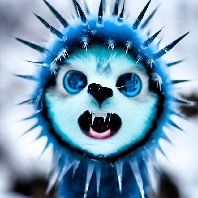 An icicle with blue eyes and spiky teeth