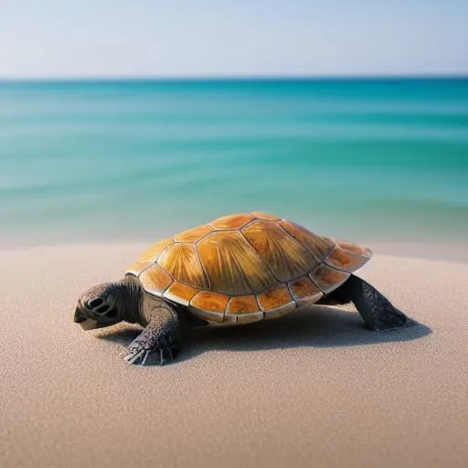 Breathtakingly beautiful image of baby turtles on a... | OpenArt