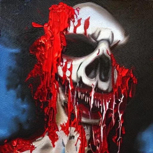 bloody face in the dark sharp teeth crying and waili...