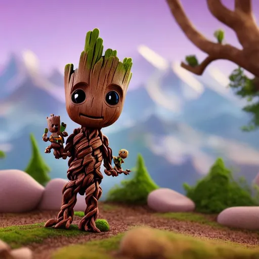 tiny cute groot toy, standing character, soft smooth... | OpenArt