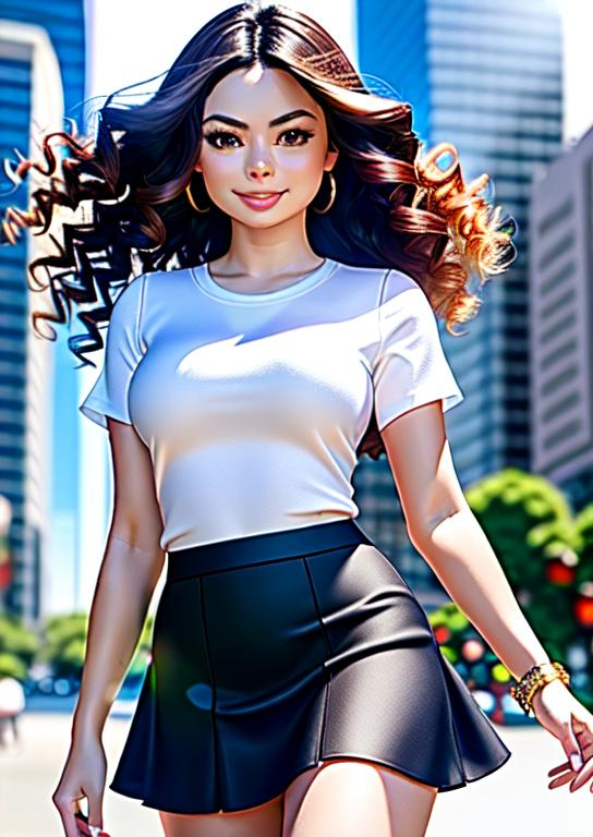 Miranda Cosgrove Curly Hair Top And Skirt Small B Openart