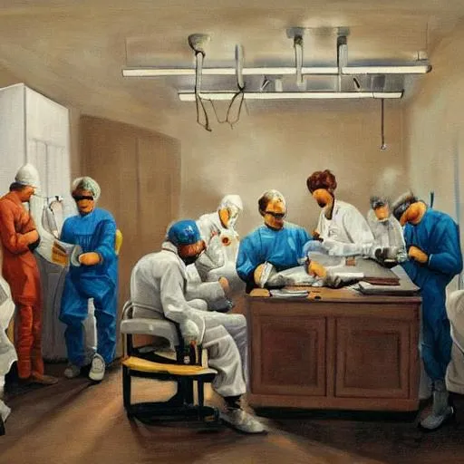painting of surgeons in operation room