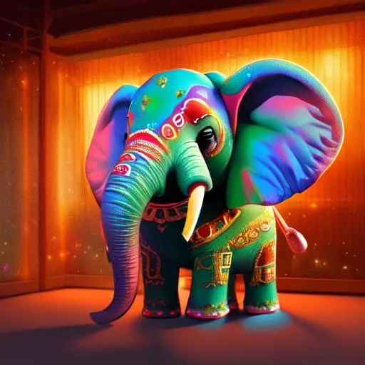 colourful festive elephant, rich colours, ambient li... | OpenArt