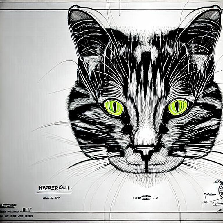Patent drawing of a cat, hyper realistic, detailed,... | OpenArt